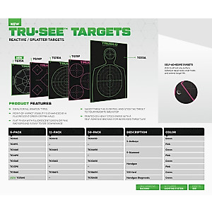 TRUGLO Tru-See 5-Bull 12X12 Bright Fluorescent Self-Adhesive High-Visible Reactive Splatter Target with Increased Target Life, 6-Pack/Pink