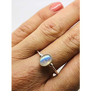 Koral Jewelry Oval Moonstone Delicate Ring 925 Sterling Silver Vintage Boho Chic (5)
