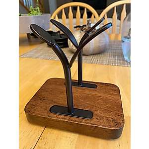Leaf Napkin Holder, Wooden Napkin Holder for Tables, Freestanding Tissue Dispenser for Kitchen Countertop, Dining, Picnic Table, Indoor & Outdoor Use, Home Decor, Modern, Sturdy, Easy Assembly, Black