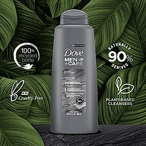 Dove Men+Care Shampoo For Healthy-Looking Hair Charcoal + Clay Naturally Derived Plant Based Cleansers 20.4 oz