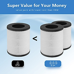XBWW H13 True HEPA Replacement Filter Compatible with Tenergy Renair, Cool-Living CL-6070A, Beaba, Tredy TD-1300 HEPA Air Filter Purifer for Home Large Room