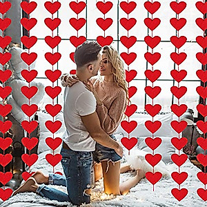 144 Red Hearts Felt Garland - NO DIY - Valentines Day Red Heart Hanging String Garland - Valentines Day Decor - Valentine Decorations - Valentines Wedding Anniversary Birthday Party Supplies