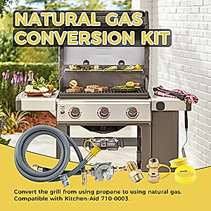 710-0003 Natural Gas Conversion Kit, Hose and Regulator, 10 Feet 1/2 Inch ID Natural Gas Hose with Quick Connect Fittings Compatible with Kitchen-aid, Convert Propane to Natural Gas