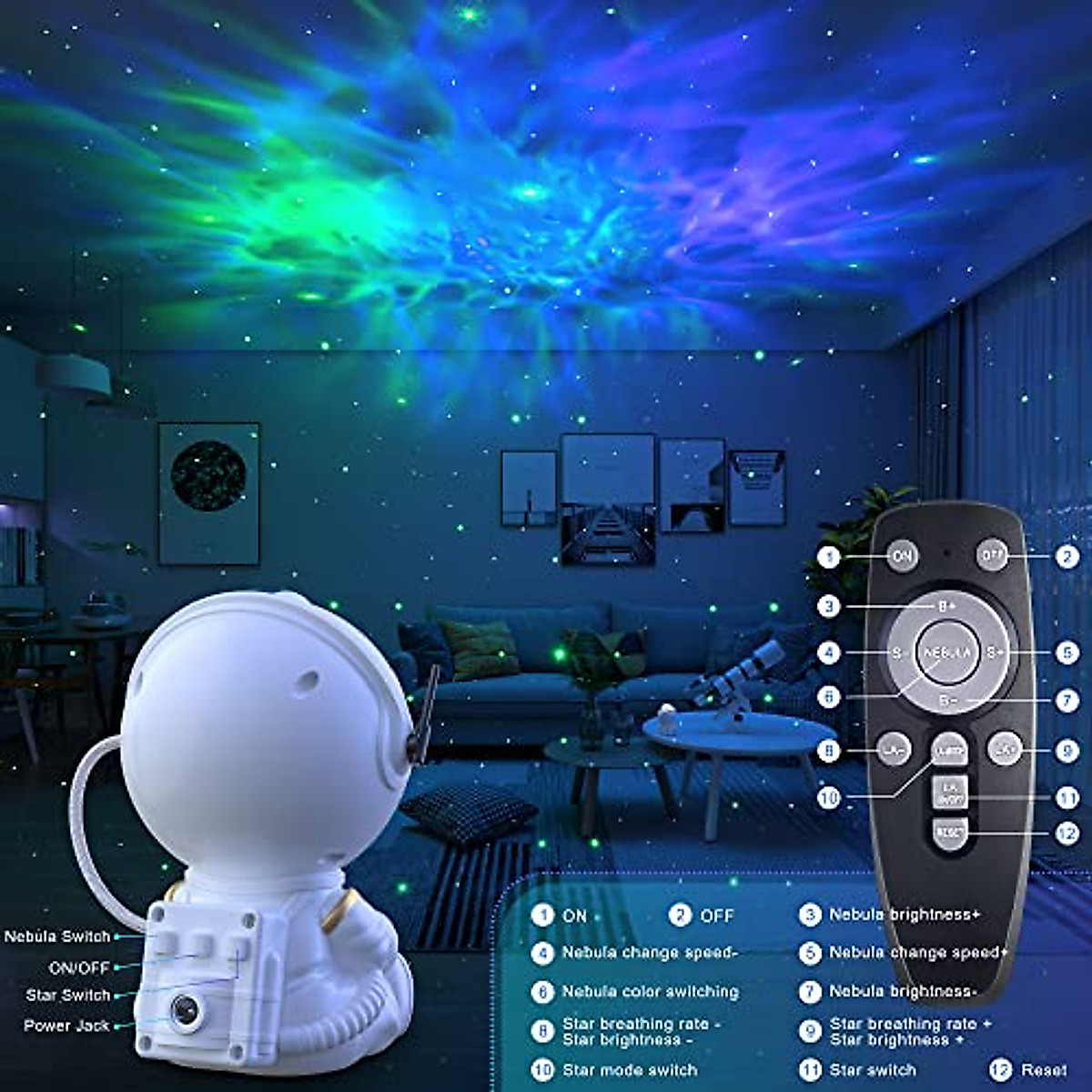 Star Projector Galaxy Light, Astronaut Night Light for Kids, Nebula Sky Starry Projector Light, Bedroom Decor Ceiling LED Lamp with Remote for Kids Adults Room/Birthday/Party/Decoration