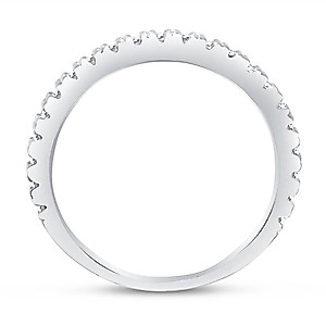 Size - 5.5 - Solid 14k White Gold 2mm Round Cut Micro Pave Set Anniversary Ring Wedding Band CZ Cubic Zirconia 1/2 cttw.