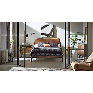 Amazon Brand – Rivet Surrey Modern Ceramic Planter Pot with Wood Plant Stand, 17"H, White