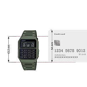 Casio CA-53WF-3B Calculator Green Digital Mens Watch Original New Classic CA-53, 43.2×34.4×8.2mm (CA-53WF-3BDF)