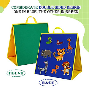 Topwon Felt Board for Kids, Folding Flannel Playboard Preschool Toddler Stories Boards, Animal Story Learning Double-Side Stand Flannel Board (Including Animal Felt)
