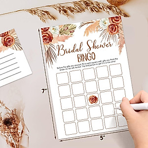 Levfla Boho Bridal Shower Games - Set of 6 (50 pcs Per Game), with Tropical Bohemian Bride to Be Sash + 4 PCS Marker Pens, Suitable for Pampas Bridal Shower, Terracotta Bachelorette Party