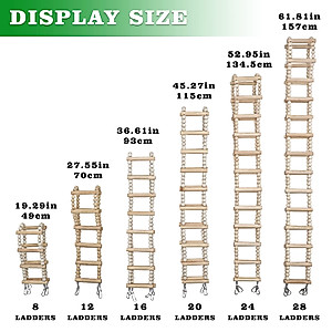 Bird Wooden Ladder Bridge, Pet Hamster Rats Climbing Ladder Toys, Ladders Swing Toys, Wood Climbing Ladders for Bird Parrot Hamster Squirrel Totoro Sugar Gliders (24 Ladders)(52.95x3.14 Inches)