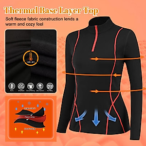 Tesuwel Ski Base Layer Women Cold Weather Long Sleeve Thermal Shirt Women Snowboard Underlayer for Hiking Running Thermal Underwear Top Women Half Zip Athletic Shirts Moisture Wicking 02513 Orange L