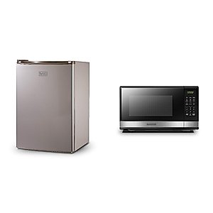 BLACK+DECKER BCRK25V Compact Refrigerator Energy Star Single Door Mini Fridge with Freezer & EM031MB11 Digital Microwave Oven with Turntable Push-Button Door, Child Safety Lock