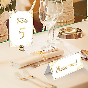 Gold Wedding Table Numbers 1-30 - Double Sided Gold Foil Table Number Cards 4x6 Inch with Head & Gift Table - Restaurant Table Numbers - Gold Table Numbers for Wedding Reception Table Signs