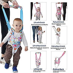 Baby Walking Harness with Knee Pads and Safety Helmet Handheld Baby Walker for Boys Girls Adjustable Walking Assistant Protective Belt Perfect for Toddler Infant Child 7-24 Months (Blue)