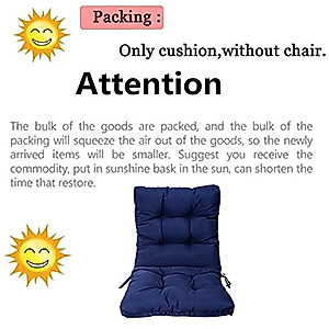 Outdoor Seat/Back Chair Cushion Tufted Pillow with Ties, 42 x 21”Tufted High Back Patio Chair Cushions All Weather Soft Thicken Rocking Chair Cushion for Indoor Outdoor Furniture (Navy Blue)
