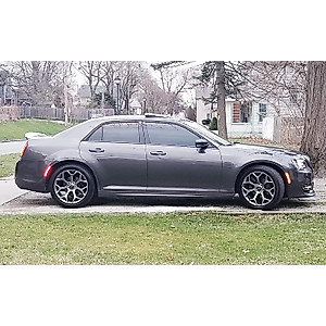 iJDMTOY 4pc Set Black-Out Dark Smoked Lens Amber Front & Red Rear Full LED Side Marker Lights Compatible With 2015-up Chrysler 300 (Total 180-SMD LED, Replace OEM Amber/Red Lens Sidemarkers)