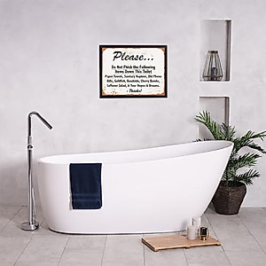 Do Not Flush Down Toilet- Napkins, Bombs, Hope & Dreams Home Decor - Funny Vintage Bathroom Sign Distressed Wall Art For Retro Bathroom Décor, Bar Decor, Man Cave -Restaurants - Unframed - 8 x 10