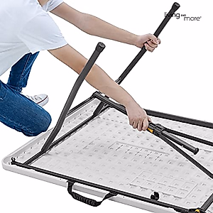 Living and More 6 Foot Fold-in-Half Table with Curve Legs, White