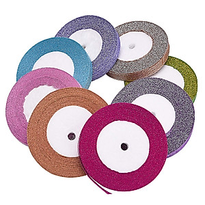 Livder 8 Rolls 1/2 Inch Width Metallic Glitter Ribbon for Holiday Wedding Birthday Party Decoration Gift Wrapping