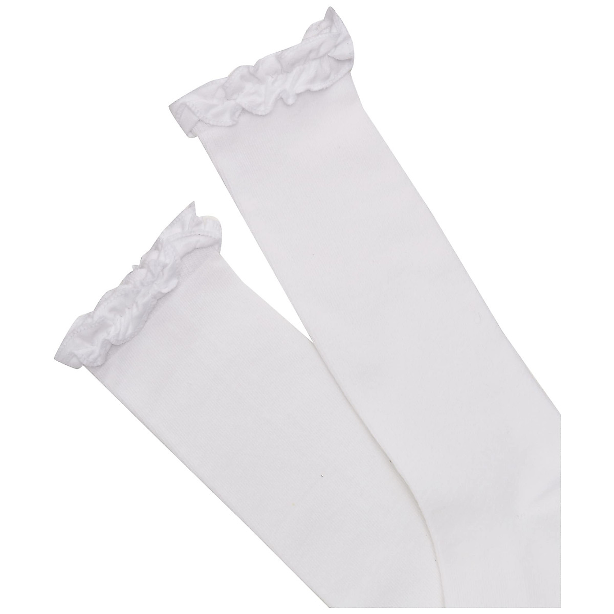 Jefferies Socks Girls' Little Ruffle Knee High, White, Small