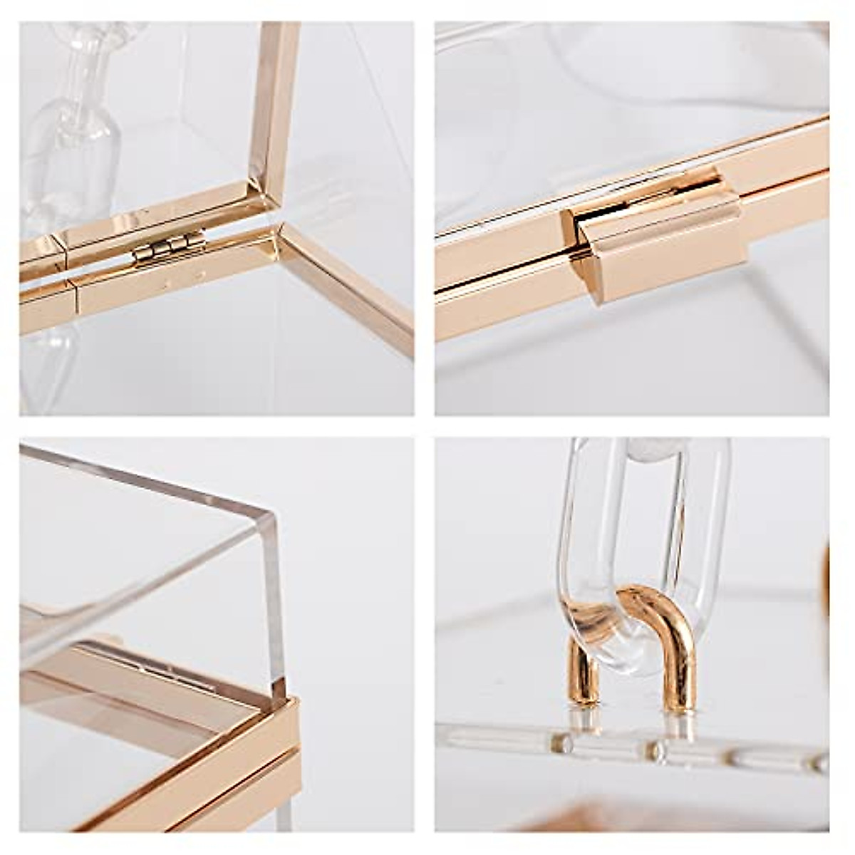 WJCD Cute Clear Acrylic Plastic Neon Hard Frame Party Clutch Purse with Gold Chain Strap (Transparent)