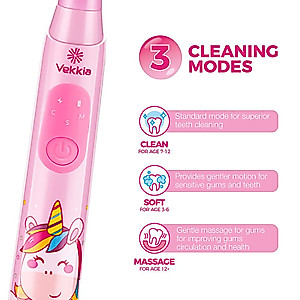 Vekkia Kids Electric Toothbrush and Adult Toothbrush Purchase Together Save 10%