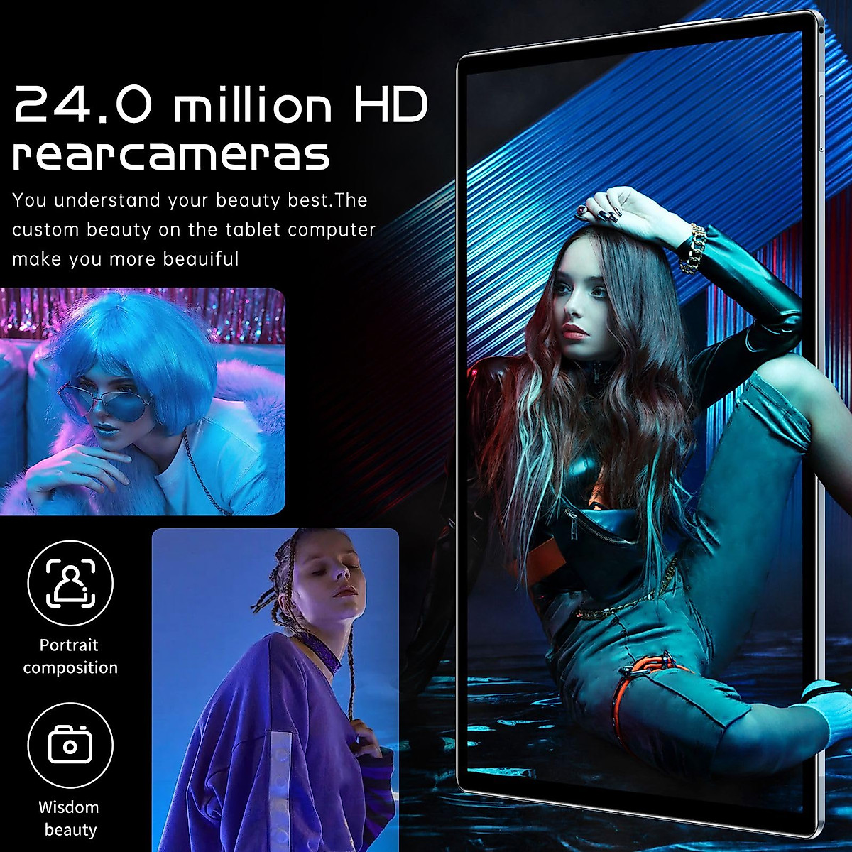 10.1in Smart Tablet with BT Headsets, 4G LTE 5G WiFi 10 Core Tablet PC for Android 12.0, 12GB 256GB, 10 Core, 1920x1200, 8MP 20MP Dual Camera (US Plug)