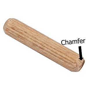 100 Pack 1/4" x 1" Wooden Dowel Pins Wood Kiln Dried Fluted and Beveled, Made of Beechwood