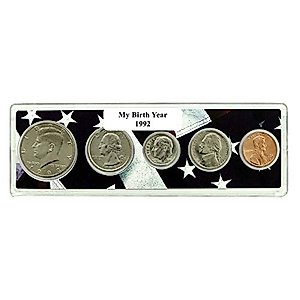 1992-5 Coin Birth Year Set in American Flag Holder Uncirculated