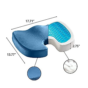 Coblem Seat Cushion for Office Chair,Gel Enhanced Seat Cushion,Office Chair Cushions Butt Pillow for Long Sitting, Memory Foam Chair Pad for Back, Coccyx, Tailbone Pain Relief (Blue)