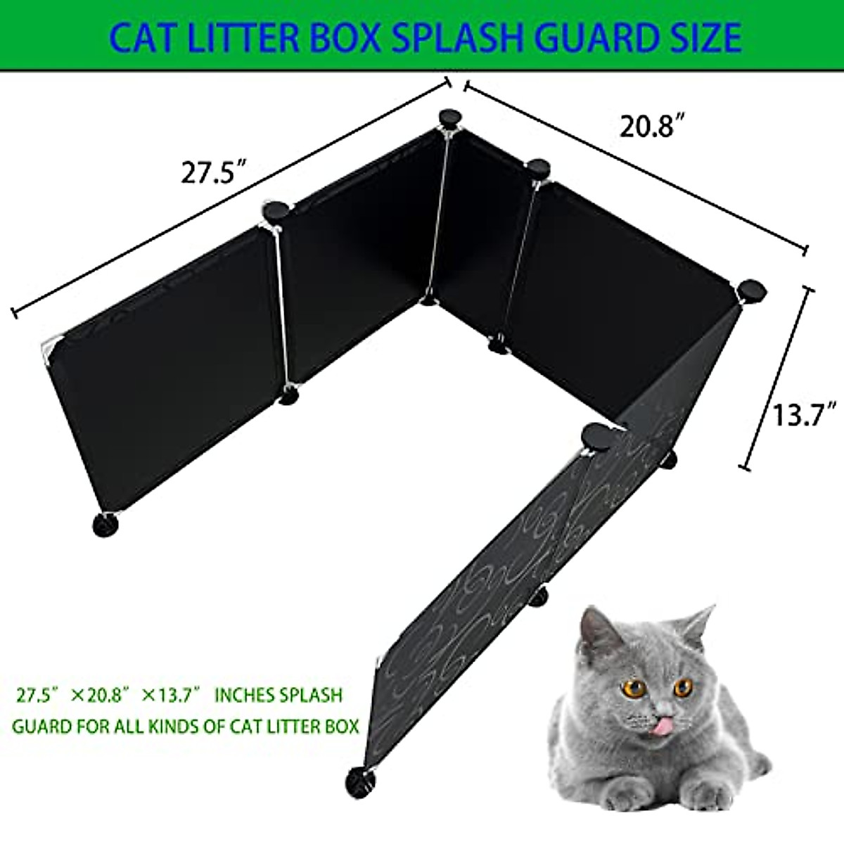 Cat Litter Box Enclosure Splash Guard Extra Large 27×20 inch|Easy Clean Frosted Cat Litter Pan Pee Privacy Shields cat Litter Box are NOT Included