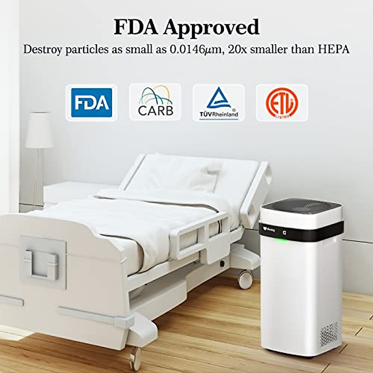 Airdog X5 Medical Grade Air Purifier with FDA , Up to 1614ft2, Washable Filter Ozone Air Purifier for Home Large Room, 360° Removes Viruses, Mold, Bacteria, Allergens, Asthma Triggers, Smoke, Odor Pets, Dust