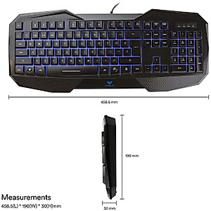 Beastron SI-859 Wired RGB Backlit Gaming Keyboard, LED 104 Keys USB Ergonomic Wrist Rest Spill-Resistant Design, Ultra-Slim Quiet Mechanical Feeling Keyboard for Windows PC Gamers, Black