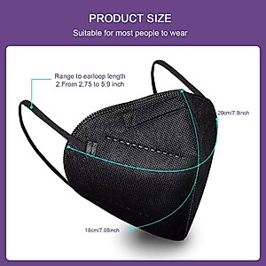 KN95 Face Mask 50 Pack, Individually Wrapped, Black Disposable Face Masks, 5-Ply Protection against PM2.5 Breathable Comfortable Safety Mask with Over 95% Filtering
