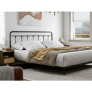 AOVSA Victorian Metal King Size Headboard, Adjustable Height, Curved Steel King Headboard Only, Easy Assembly, Attach Frame, Farmhouse Style, Black