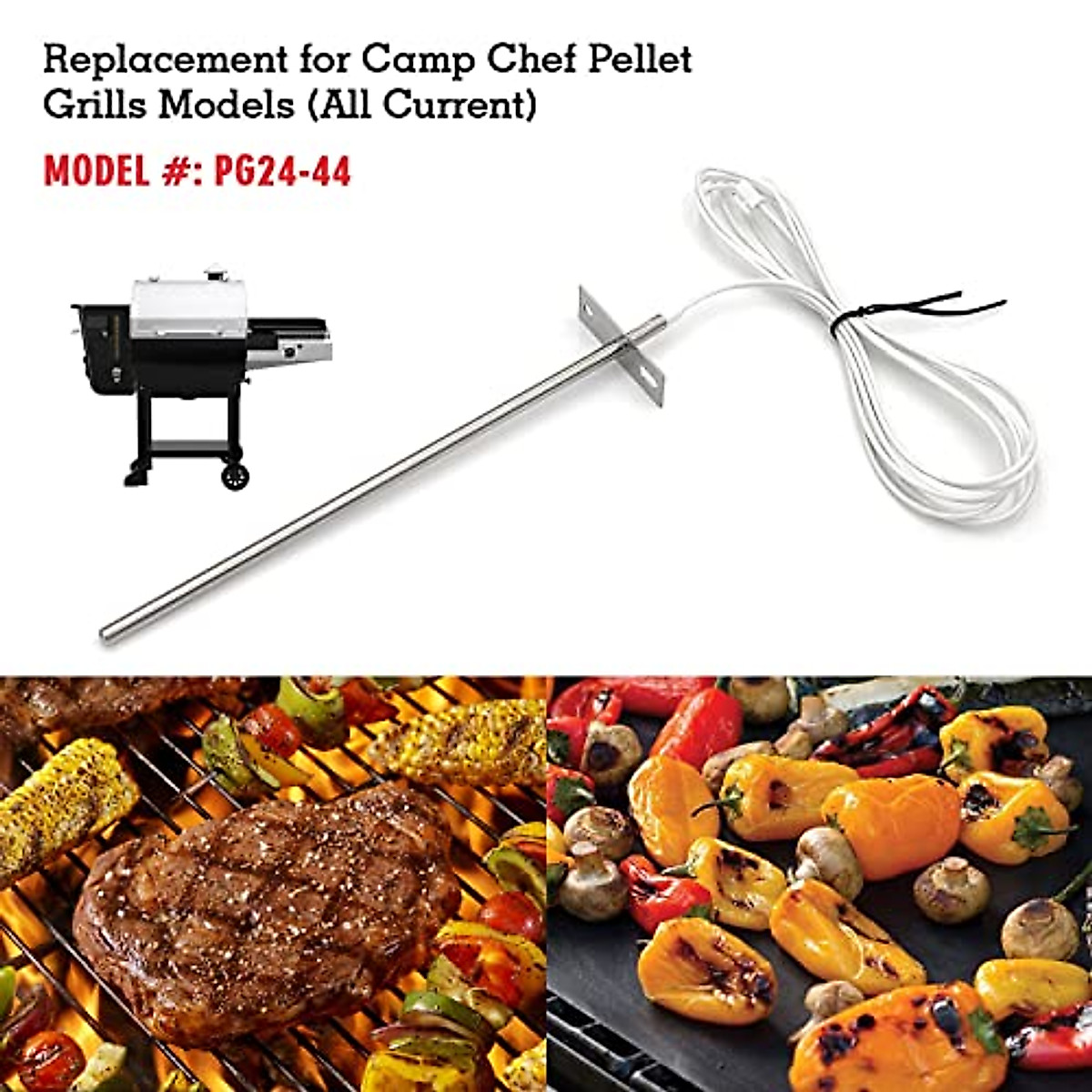 RTD Temperature Probe Sensor Replacement Parts for Camp Chef Wood Pellet Smoker Grills, Replace for Part PG24-44