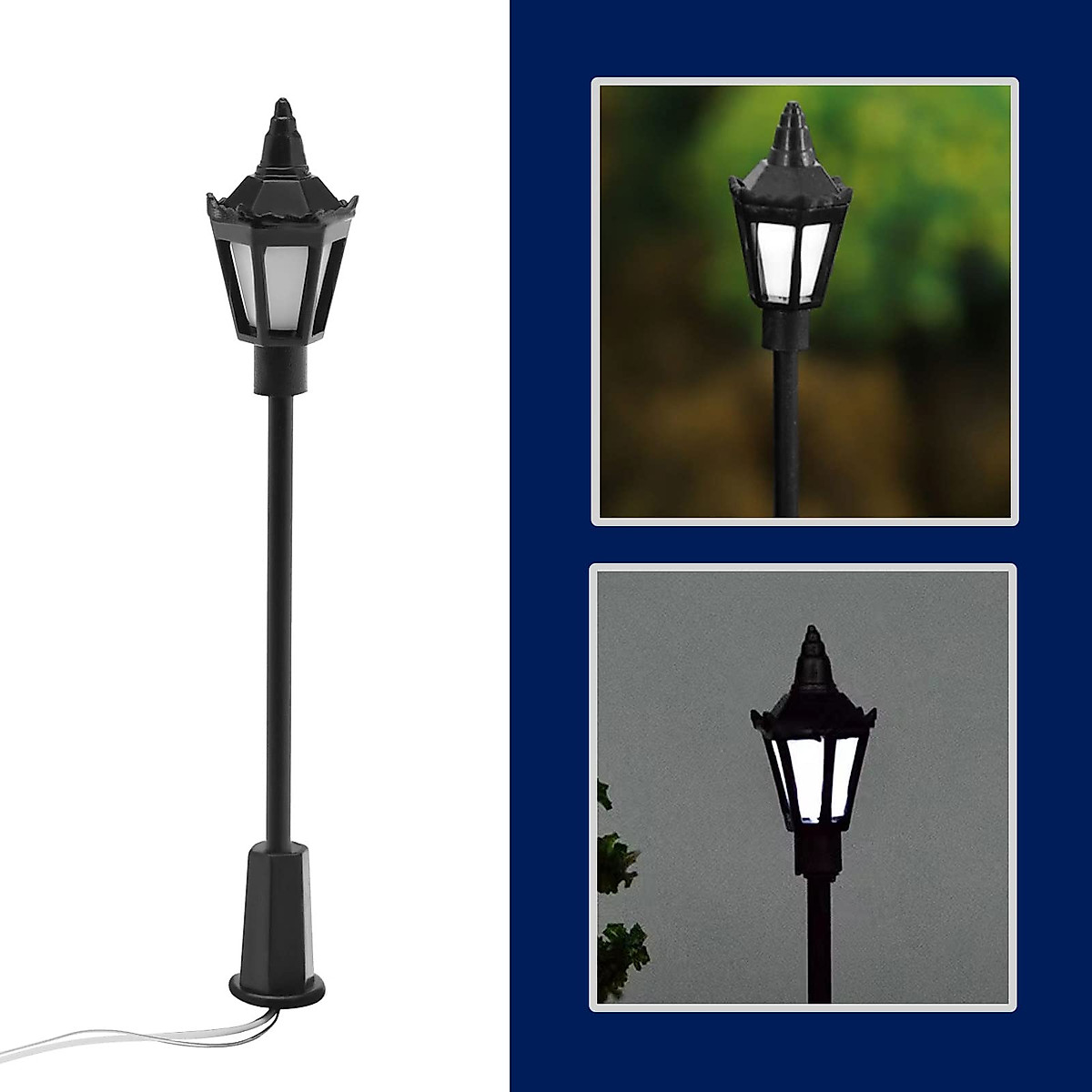 Create idea 20PCS Miniature Street Light Model OO HO Scale Railway Train Lamp Post 1:100 Scale 3V Pathway Lantern Post for Model Building Accessories 7cm Height