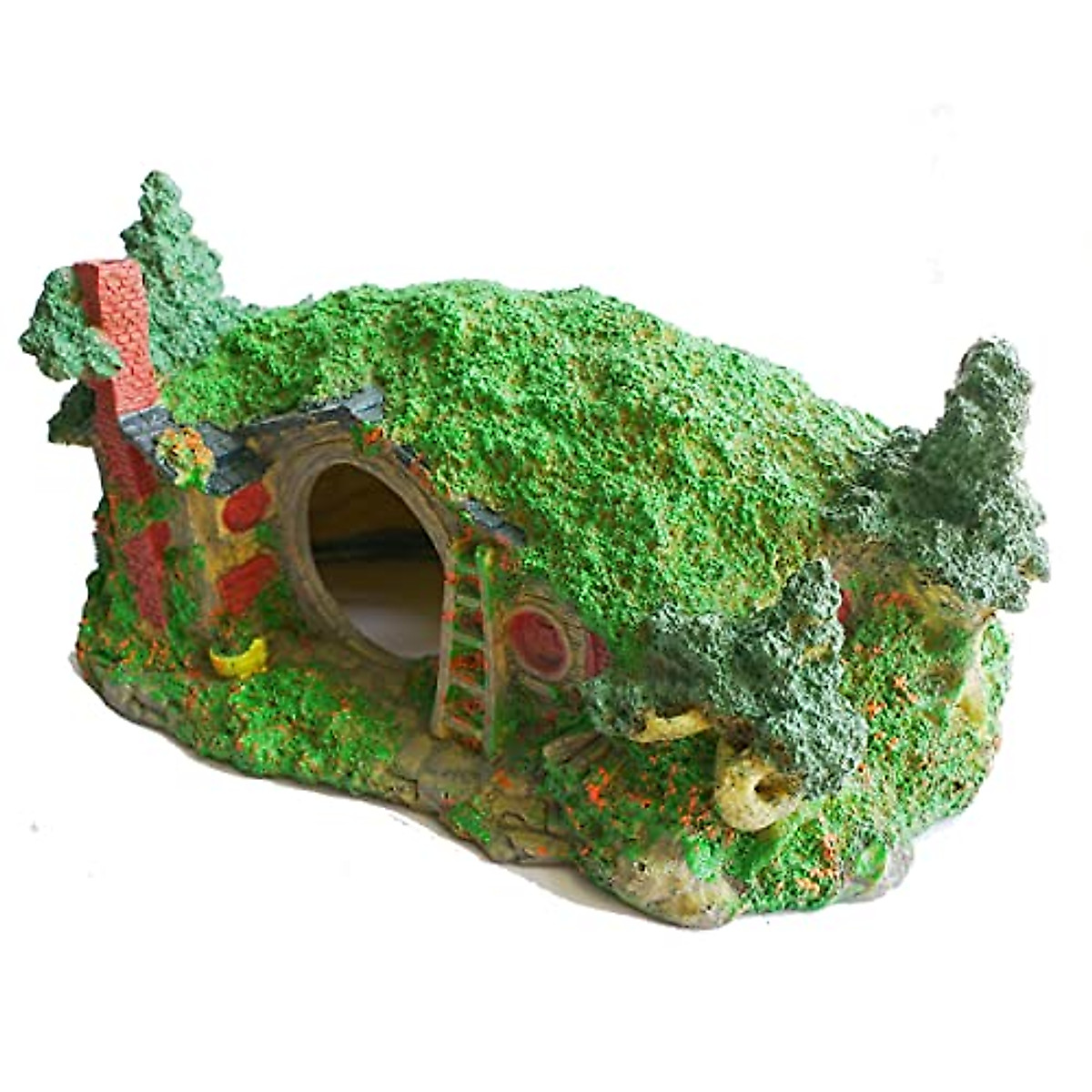 DUGUWEI Aquarium Decoration Small Animal Hideout House Fish Tank Ornament Reptile & Insect Shelter Cage Size Large (11''x7''x6'')