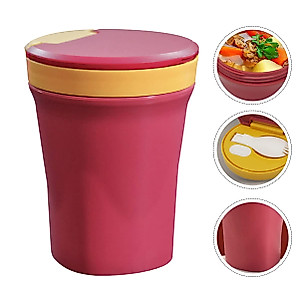 Cabilock Portable Soup Mug Soup Cup with Spoon Insulated Food Container Microwave Soup Mug with Lid Lunch Flask Oatmeal Bowls Microwave Safe Leakproof Travel Plastic Pp Food Jar