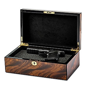 Saris and Things Tiger Wood Veneer High Gloss Finish Multi Use Locking Collector Box
