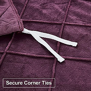 PHF Pleated Velvet Duvet Cover Set Queen, 3PCS Flannel Comforter Cover Set for All Season, Ultra Soft Cozy Velour Duvet Cover with Pillow Shams Bedding Collection, 90" x 92", Wine Red