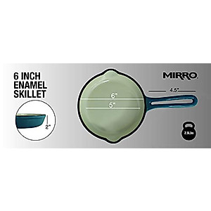Mirro MIR-19060 6" Mini Cast Iron Skillet, Teal, Ready to Use