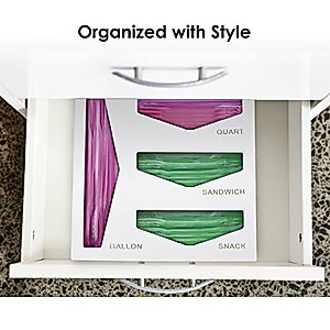 Cozee Bay Bamboo Bag Storage Organizer and Drawer Organizer Bundle for Kitchen Drawer (White)