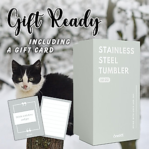 Onebttl Tuxedo Cat Gifts for Tuxedo Cat Lovers, 20 oz Insulated Stainless Steel Tumblers with Lids and Straws, Tuxedo Cat gifts for Birthday Christmas, Glitter Silver