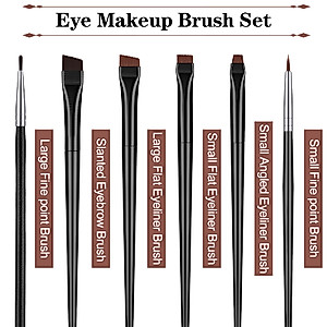 Potchen 30 Pcs Eyeliner Brush Set Gel Angled Eye Liner Brush Fine Flat Slanted Eyebrow Brushes Define Brow Brushes Thin Makeup Brushes Tool for Women Girls Salon Beauty Cosmetic Esthetician Supplies