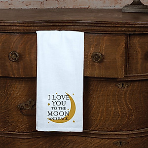 Elanze Designs Love You to The Moon and Back 18 x 22 All Cotton Flour Bag Style Kitchen Tea Towel