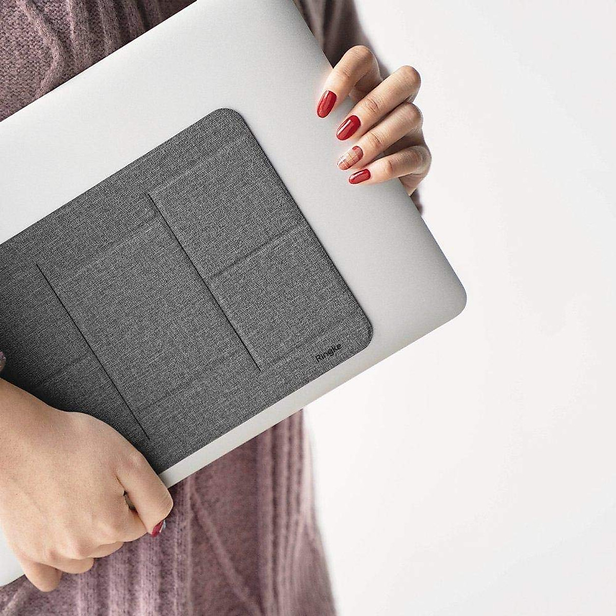 Ringke Folding Stand 2, Portable & Foldable Design Lightweight Anti-Slide Open Space Cooling Two Elevation Adjustments Invisible Laptop Stand for MacBooks, Tablets, Laptops and Notebooks - Gray