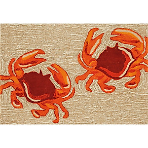 Liora Manne FRONTPORCH Indoor/Outdoor Hand Tufted Durable Area Rug - Traditional Coastal Animal Decorative (Crabs Natural) (1'8" x 2'6")