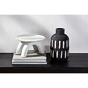 Mud Pie Modern White Stoneware Stand, 6" x 10 1/2" dia, CREAM