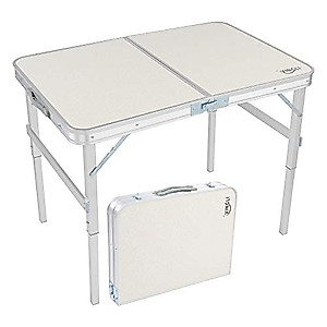 VINGLI 3FT White Folding Picnic Table with Carrying Handle Height Adjustable Lightweight Portable for Indoor Outdoor Picnic, Camping, Hiking, Fishing, BBQ
